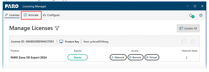 FARO InTouch & FARO Licensing Manager Application